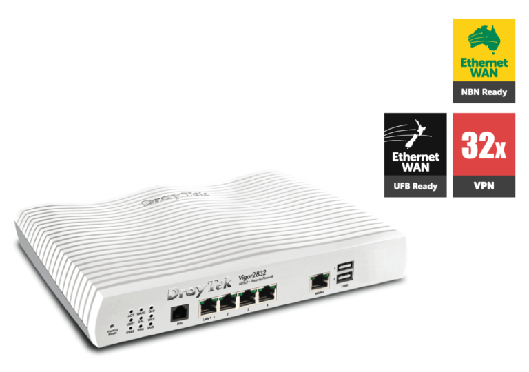Draytek Vigor 2832 ADSL2+ Multi-WAN Gigabit Router – Soltec